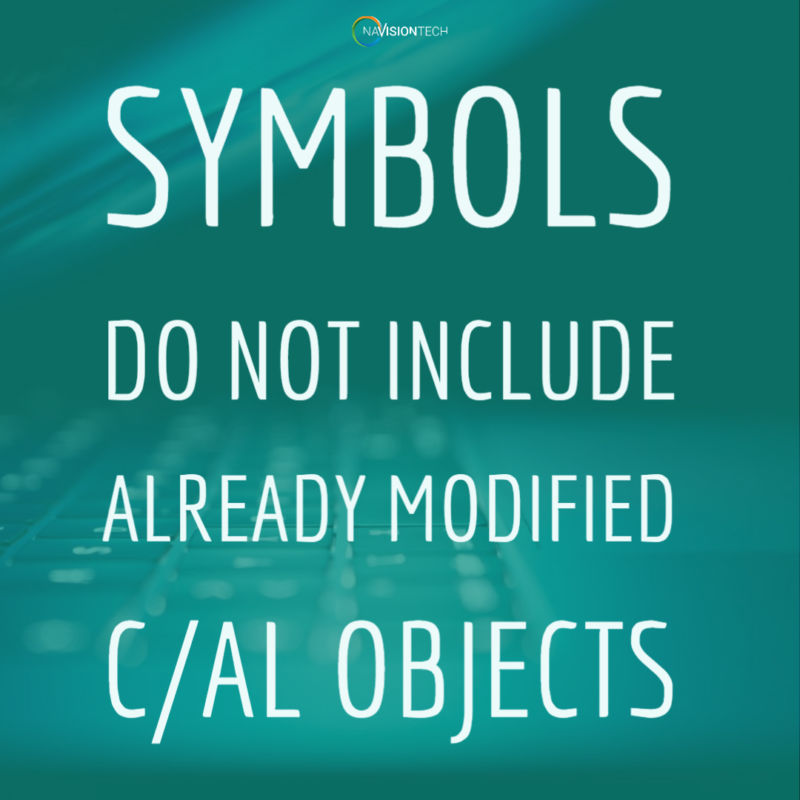 Symbols Do Not Include Already Modified C/AL Objects | Navisiontech, Inc